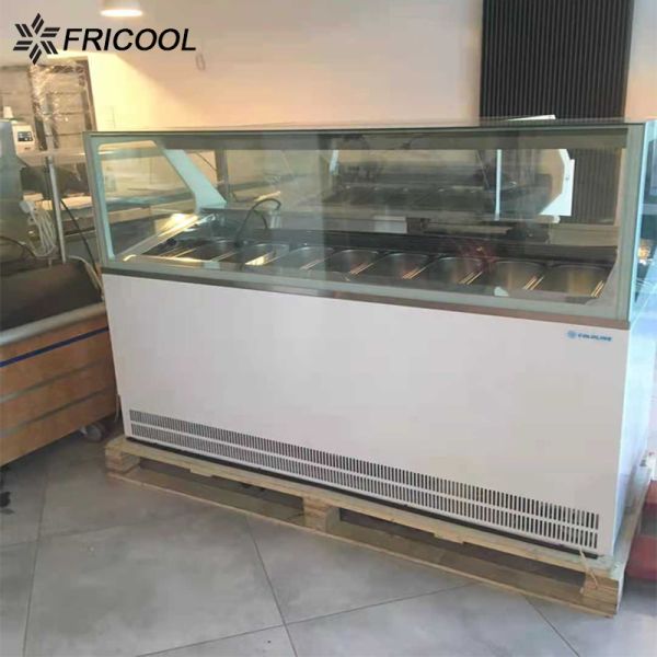 Quality 8*1/3 Pans Ice Cream Display Freezer 450L Gelato Showcase for sale