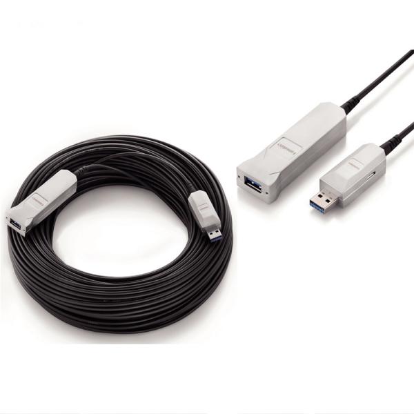 Quality 5Gbps USB3.0 AOC USB Active Optical Cable With Power Supply TPU Black Jacket for sale