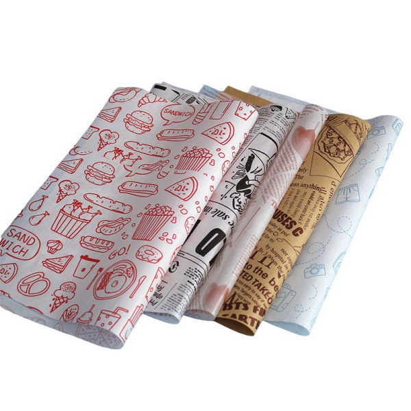 Quality Eco Friendly Grease Proof Burger Gift Wrapping Paper Wax Paper Sheets For Food Restaurant for sale
