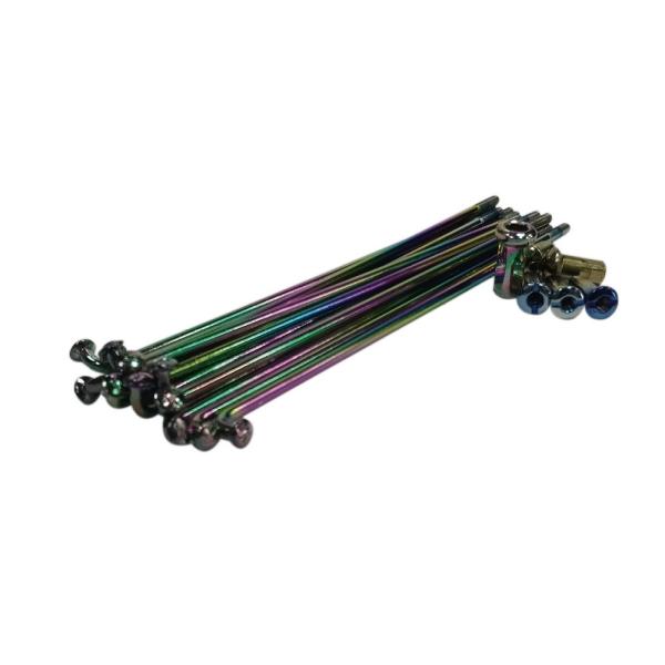 Quality Release Rainbow Color Carbon Steel Spokes and Nipples for Motorcycle 8G 9G 10G for sale