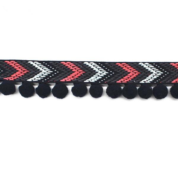 Quality GM01 Textured Waves Pom Pom Braid Trim 3.8cm for sale