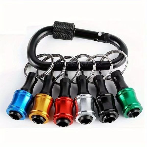 Quality Black Oxide Finish 6pcs Quick Release 1/4 Inch Hex Shank Screw Driver Bit Holder Keychain for sale