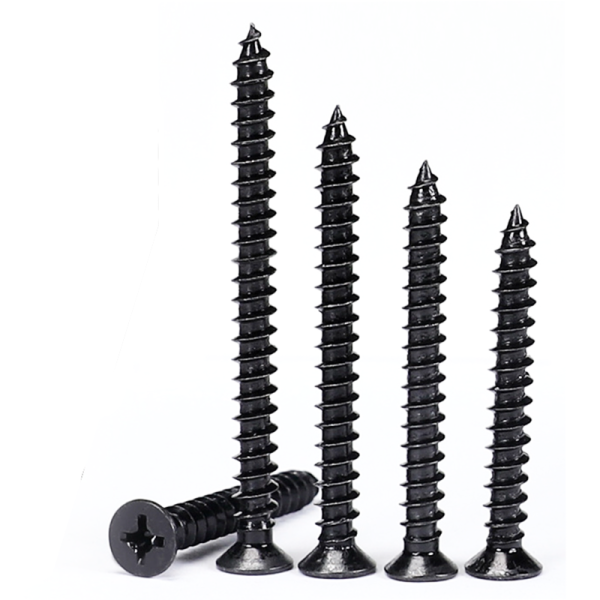 Quality KA black plated cross flat head self-tapping screws, full countersunk head self-tapping screws, small screws, M5/M6 for sale