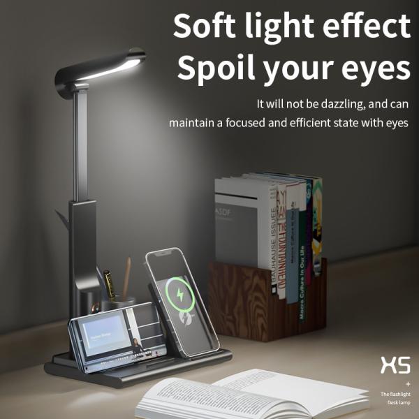 Quality 5 In 1 LED Night Light 15W Folding LED Table Lamp Black White Wireless for sale