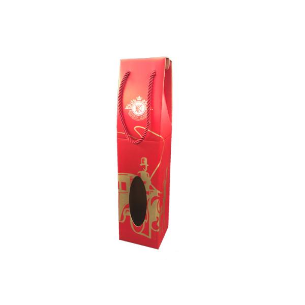 Quality Red Fancy Corrugated Wine Gift Box Packaging With Red Handles Customized Logo for sale