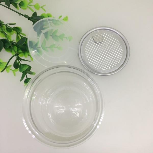 Quality Aluminum Pull Tab Lid Clear Plastic Cylinder Containers/Food Packaging Canister for sale