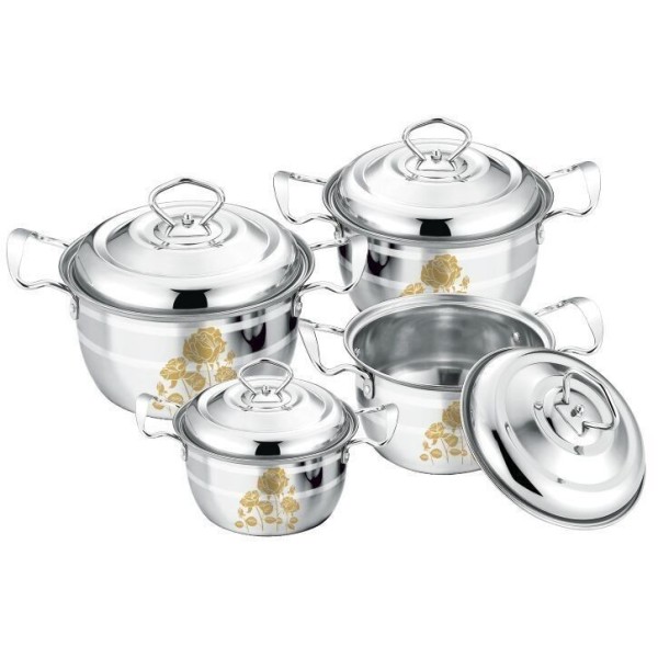 Quality High Polishing Kitchen Cookware Sets Stainless Steel Customized Logo With Lid for sale