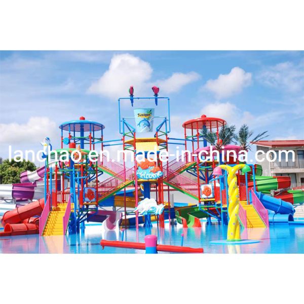 Quality 15m Height Large Splash Water Playground Fiberglass Water Play House OEM for sale