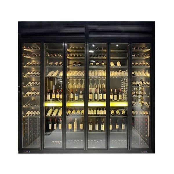 Quality Black Metal Wine Cabinet Floor Standing Embedded Wine Locker for sale