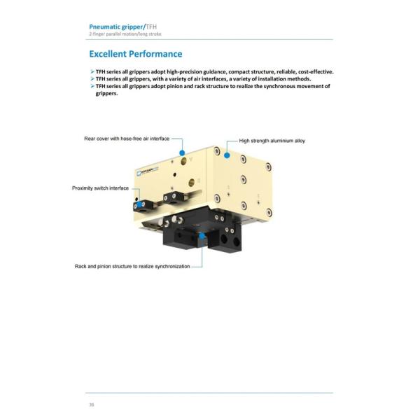 Quality Parallel Pneumatic Shaft Gripper TFH Two Jaw Gripper High Force for sale