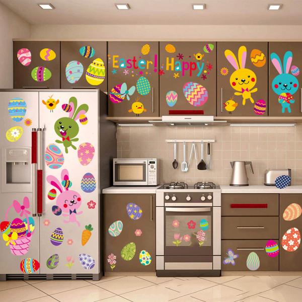 Quality Easter Egg Festive Stickers 0.01mm Window Glass Sticker For Easter Party Scenes for sale