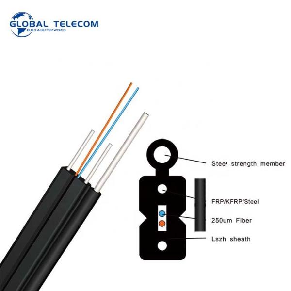 Quality 2 Core FTTH Drop Fiber Optic Cable , Outdoor FTTH Drop Cable G657A1 G657a2 Fiber G657A4 for sale