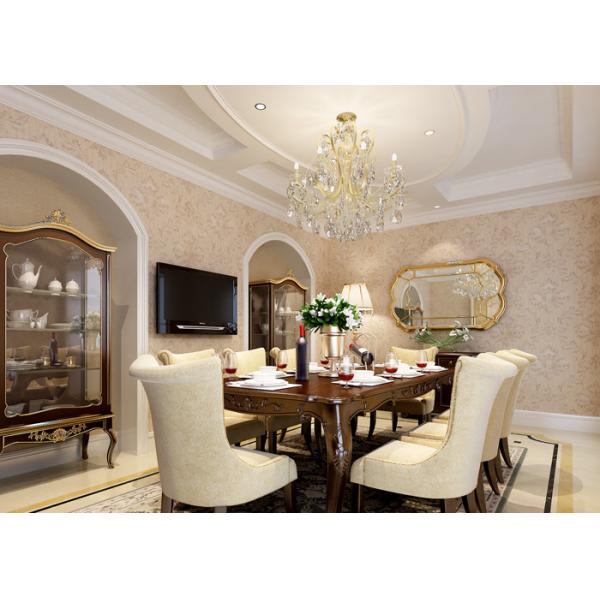Quality Classic Style Vinyl Golden Damask Pattern Wallpaper / WallCoverings Retro for sale