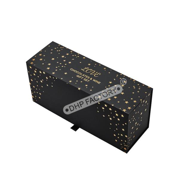 Quality Gold Paper Magnetic Chocolate Box Wine Bottle Packaging Boxes Sophisticated for sale