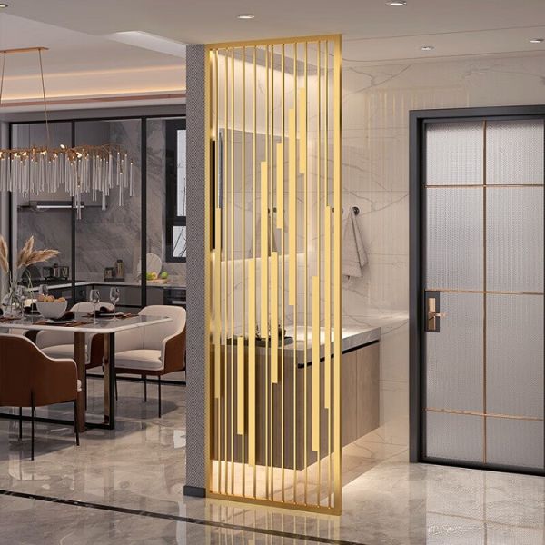 Quality Decorative Metal Room Divider Screen Gold Stainless Steel Wall Divider for sale