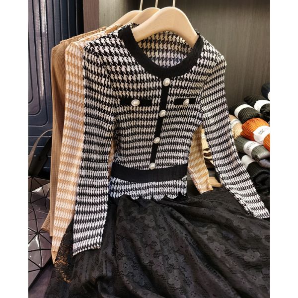Quality 2025 Women's Spring Dress with Pleated Lace Patchwork round Neck Long Sleeves Natural Waist Slimming Casual Style for sale