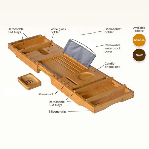 Quality CE Certificate Bamboo Bathroom Caddy Tray For Bathtub for sale