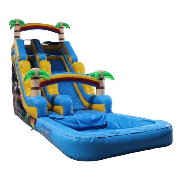 Quality Customized Inflatable Water Slide with Pool Blue Crush 2 Lane Run N Splash Combo for sale