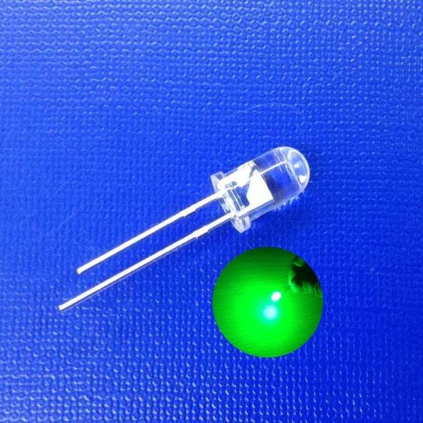 Quality 5mm Through Hole LED Diode 530nm Green Color 120deg 8-10LM Round Clear Lens For Indicator Lighting for sale
