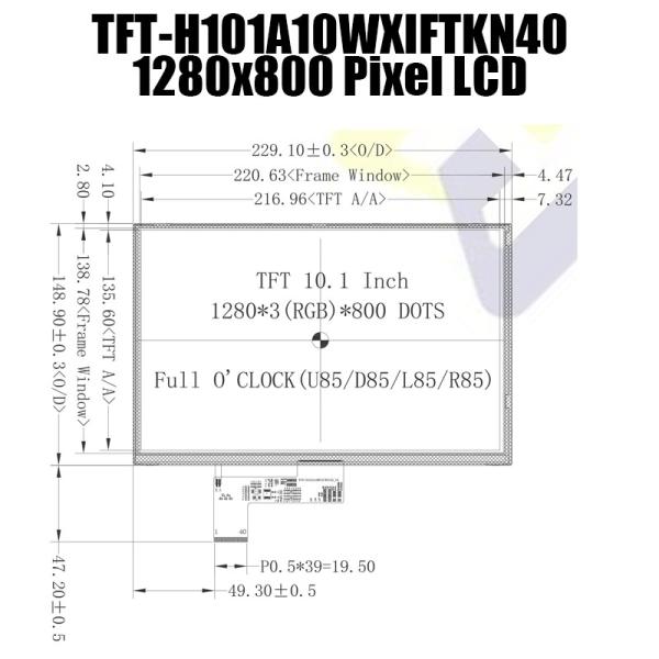 Quality 10.1 inch TFT LCD Module | 1280x800 LVDS Interface with High Brightness for sale