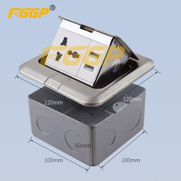 Quality Hotel Copper Panel Pop Up Floor Socket 13A 250V With 3 Modules for sale