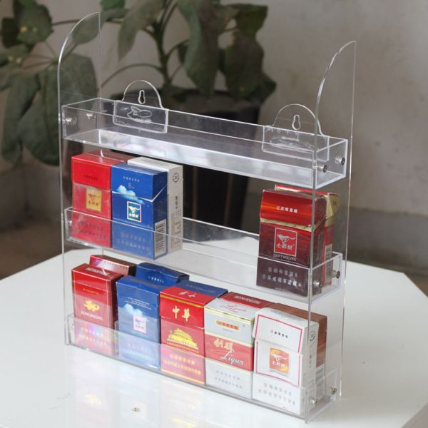 Quality Acrylic cigarette case double-layer multi grid data display rack file advertising rack for sale