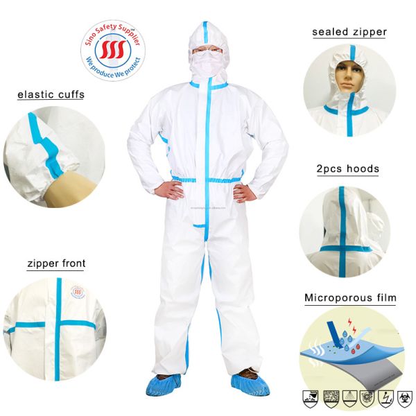 Quality Medical Ppe Disposable Coveralls Aami Pb70 Level 1 2 3 Taped Microporous for sale