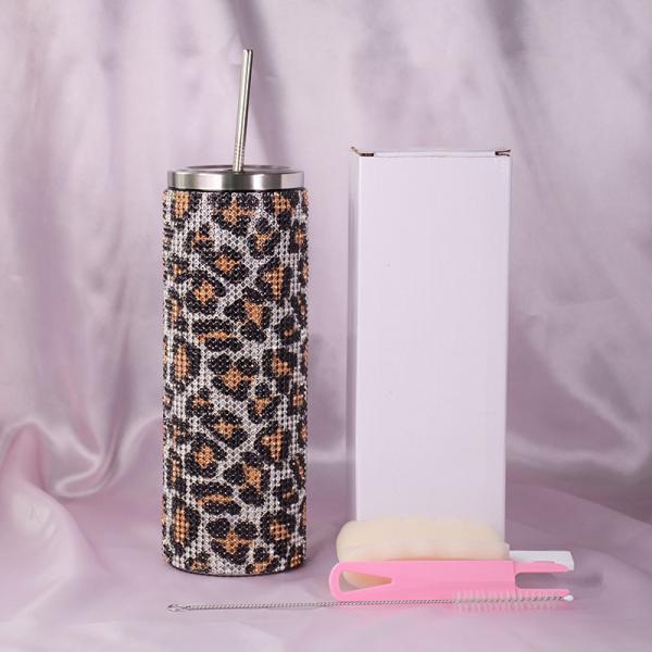 Quality Personalized 20 Oz Plastic Water Bottle Bling Rhinestone Tumbler Water Bottle With Handle And Straw Screw Lids Double Wall Insulation for sale