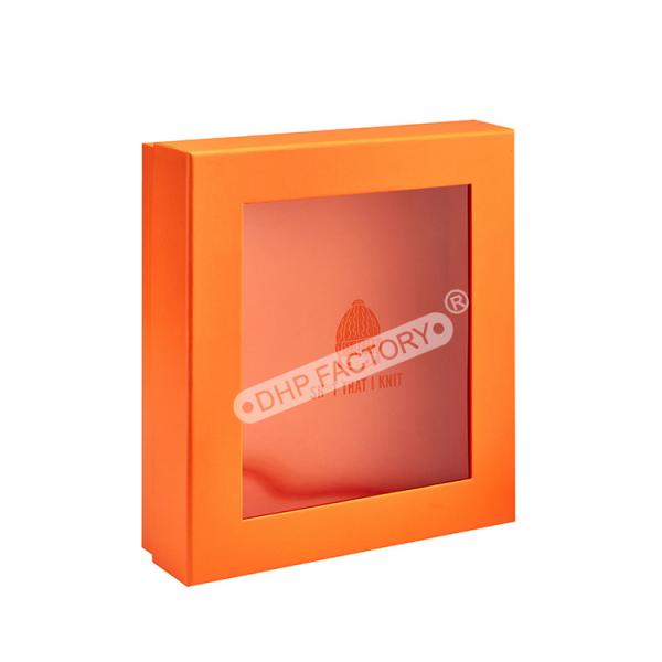 Quality Orange Color Pvc Window Paper Box Custom Rigid Box Packaging With Large Space for sale