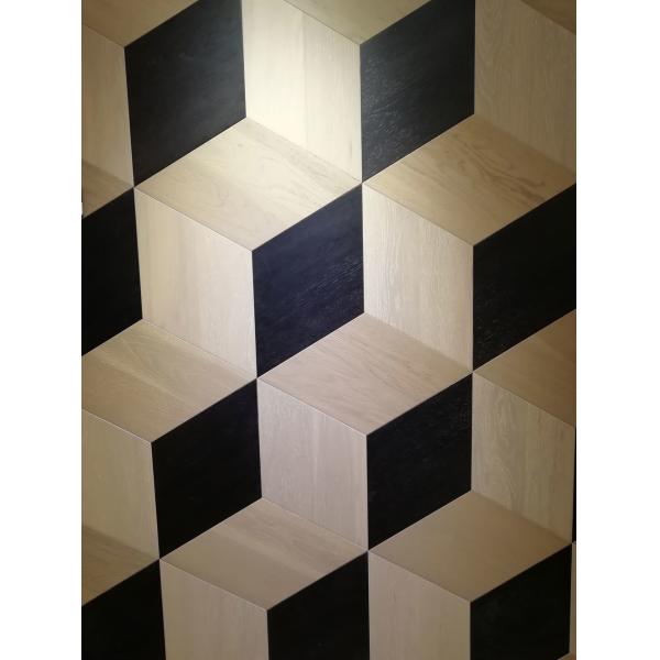Quality oak parquet tiles, artistic parquets, black & white stained, 3D showing for sale