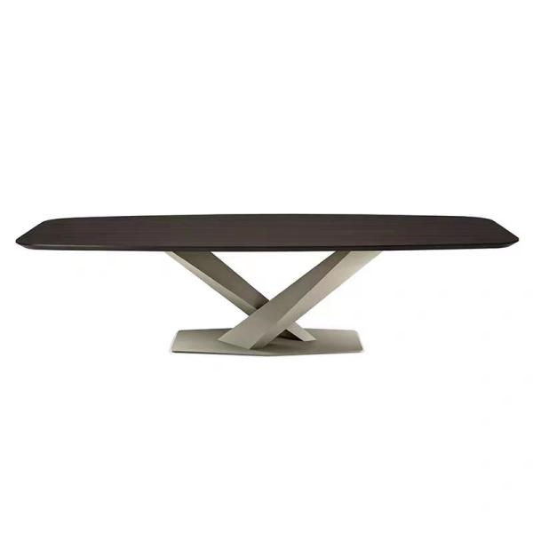 Quality X Base Cross Industrial Wood Dining Tables Contemporary Aesthetic for sale