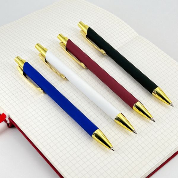 Quality Soft Touch Press Ballpoint Pen 1.0mm Soft Coating Plastic Ball Pen For School Office for sale