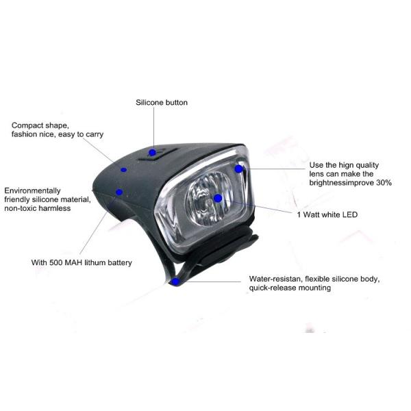 Quality Ultra Brightness 6cm Battery Powered Bicycle Headlight IPX4 for sale