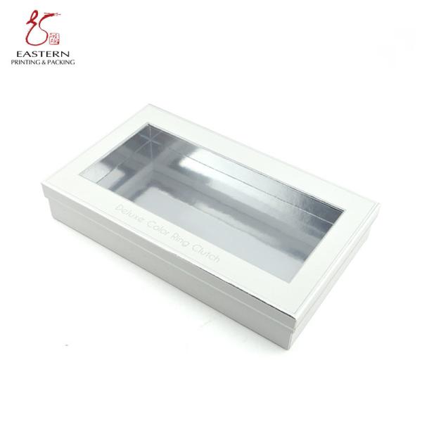 Quality Plain 30mm Height  Rectangle White Cardboard Gift Boxes With Clear Lid for sale