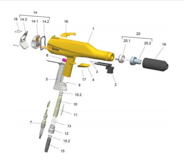 Gema Optiselect GM02 Manual Electrostatic Powder Coating Gun