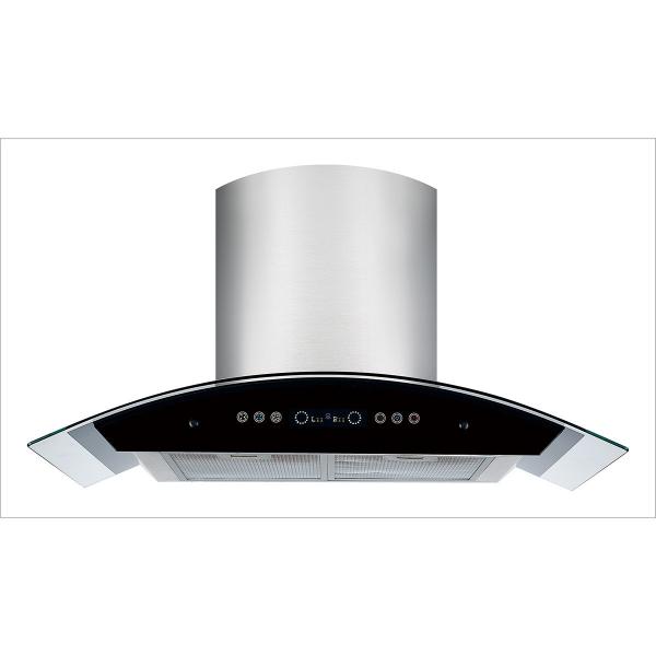 Quality 900 Cfm Curved Glass Cooker Hood Range For Hotel for sale