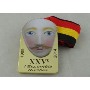 Quality XXV I Espontole Nivelles Gold Plating Enamel Ribbon Medal 2.5 inch for sale