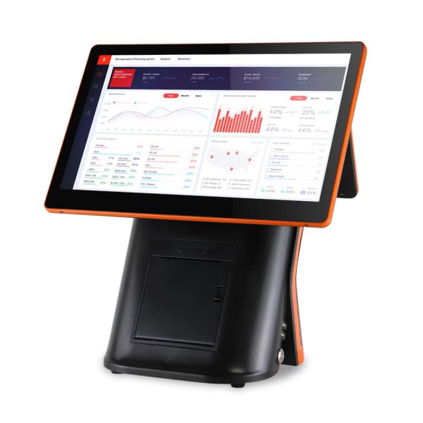 Quality Double 15.6 Inch Capacitive Touch Screen POS System With Printer Android 7.1 for sale