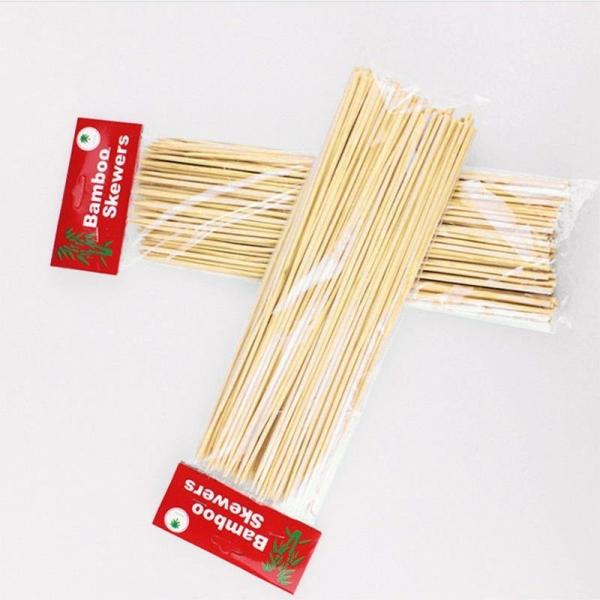 Quality BBQ Accessories Flat Bamboo Meat Skewers Sticks 30cm 35cm Bamboo Skewers Supplies for sale