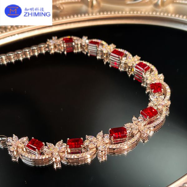 Quality Pigeon Blood Lab Grown Ruby Necklace Luxury Fine Jewelry for sale