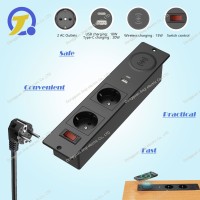 Quality Embedded Desktop Socket with 15W Wireless Charging USB-C PD 20W Fast Charging for sale