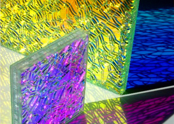 Quality Shattered Textured Dichroic Glass Laminate Flat Shape for sale