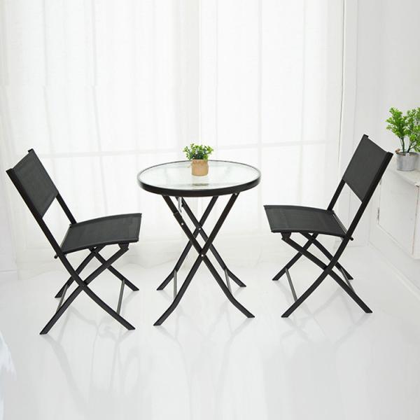 Quality Embroidery or Printing Metal Glass Patio Dining Set for Outdoor Bistro Balcony Cafe for sale