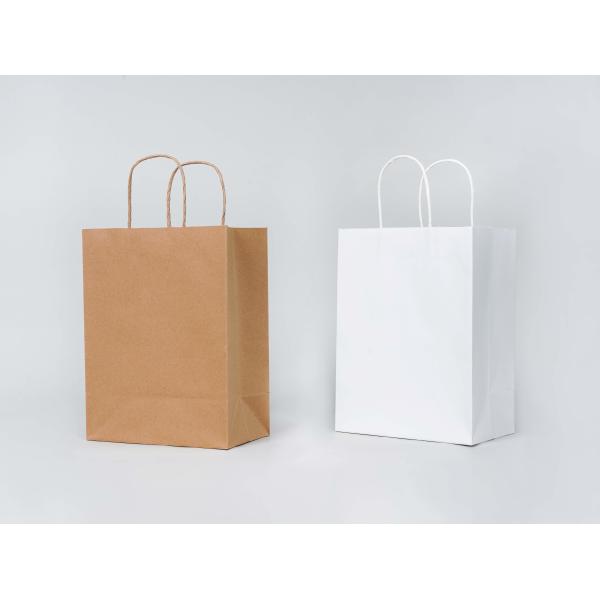 Quality White And Brown Twisted Handle Paper Bags Biodegradable Kraft Paper Carrier Bags for sale