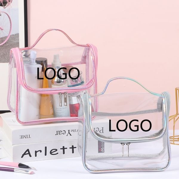 Quality PVC Clear Makeup Bags for Women Wholesale Modern-Style Transparent Portable Handheld Minimalist Waterproof Travel Toiletry Pouch for sale