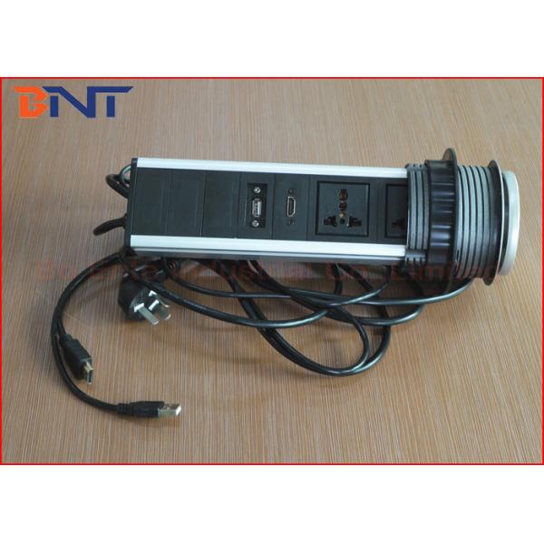 Quality Kitchen Table Top Hidden Pop Up Socket Box With 1.2 Meter HDMI Cables for sale