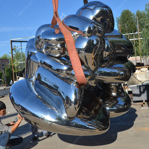 Quality 3M High Mirror Polished Stainless Steel Falling Stone Artwork for sale