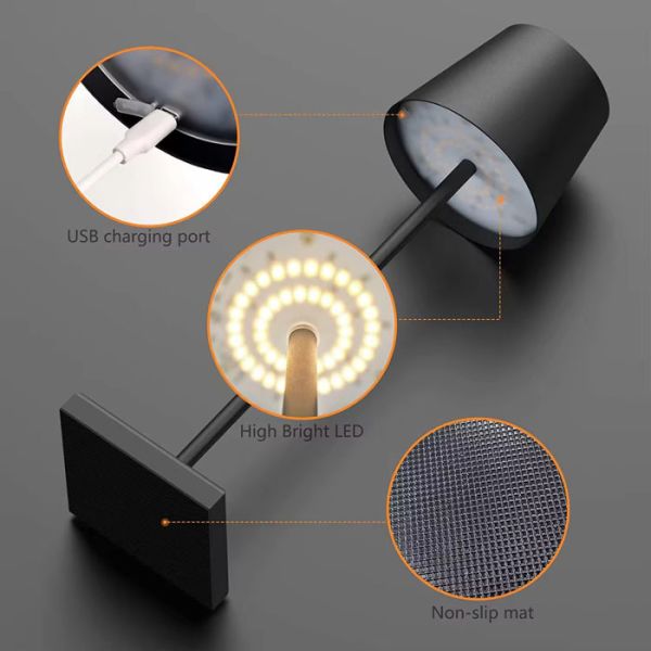 Quality 3 Color Dimmable Led Table Lamp C-Shaped Charging Desktop Ambient Light for sale