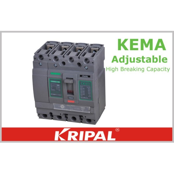 Quality 160A Double Molded Case Circuit Breaker / Four Pole Adjustable Circuit Breaker for sale