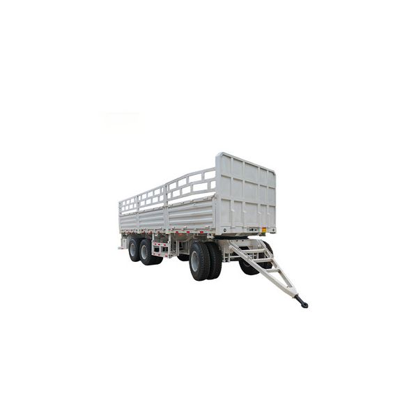 Quality Farm 2-Axles Flat Platform Fence Drawbar Full Trailer With Ladder for sale